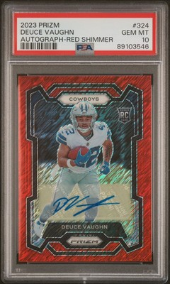 2023 Panini Prizm NFL FOTL Cowboys RC Deuce Vaughn Auto Red Shimmer /35 ...