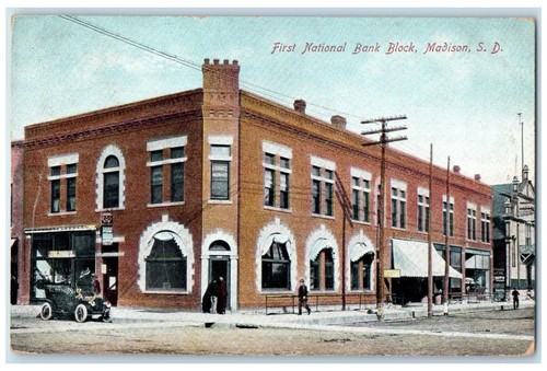 1909 First National Bank Block Exterior Madison South Dakota SD Vintage ...