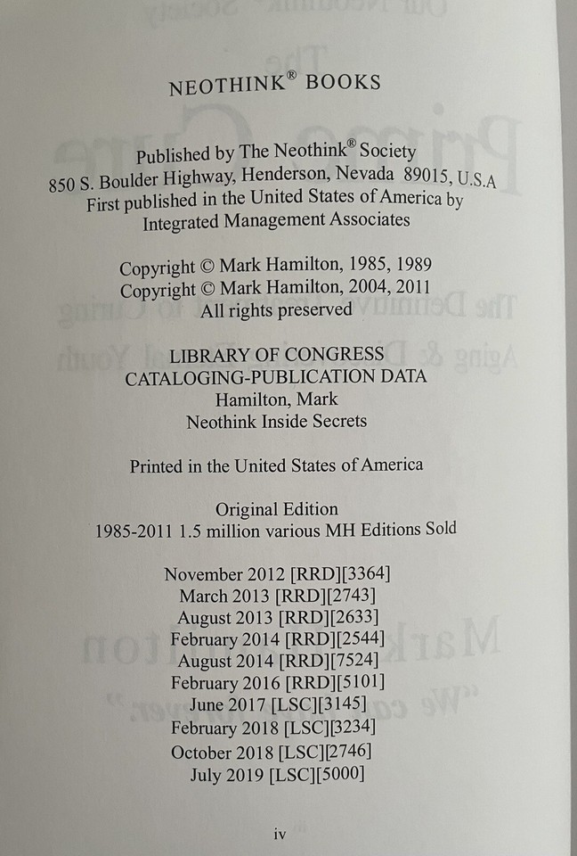 The Prime Cure by Mark Hamilton Neothink Society Book Curing Aging ...