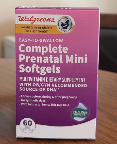 WALGREENS COMPLETE PRENATAL (60 MINI SOFTGELS) MULTIVITAMIN DIETARY ...