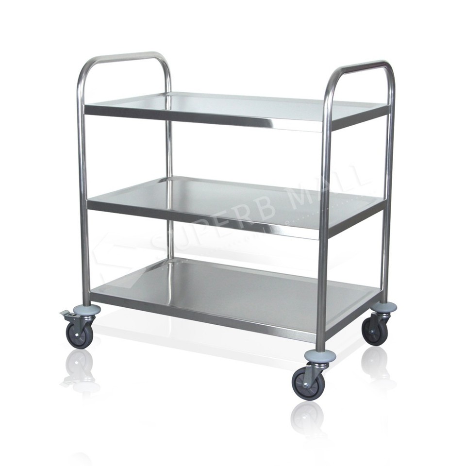 Trolley Stainless Steel Kitchen Dining Service Food Utility Cart 3 Tier ...