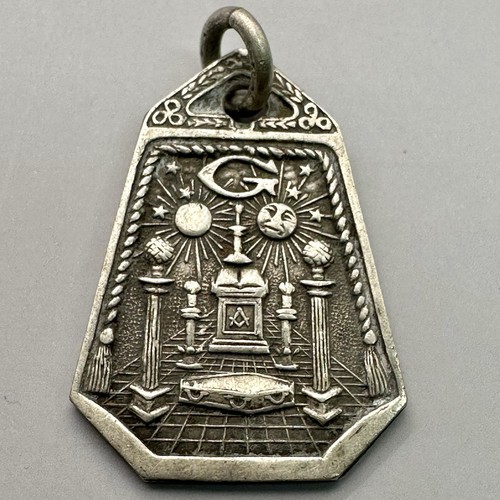 Masonic Symbols Pendant Old Sterling Silver Mason Compass Sacred ...