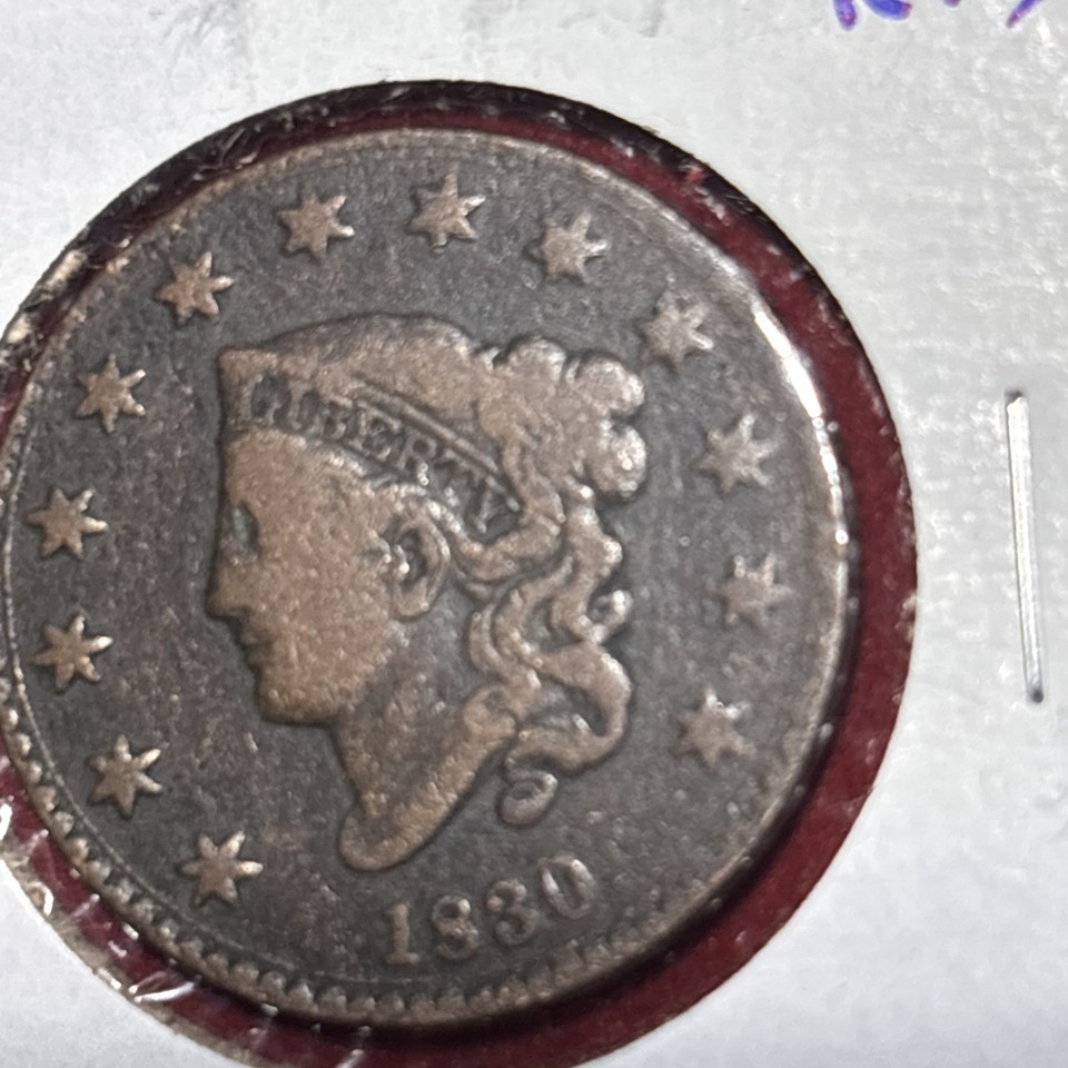 1830 United States Coronet Head Large Cent N-3 R-3 Rotated Reverse 1C ...