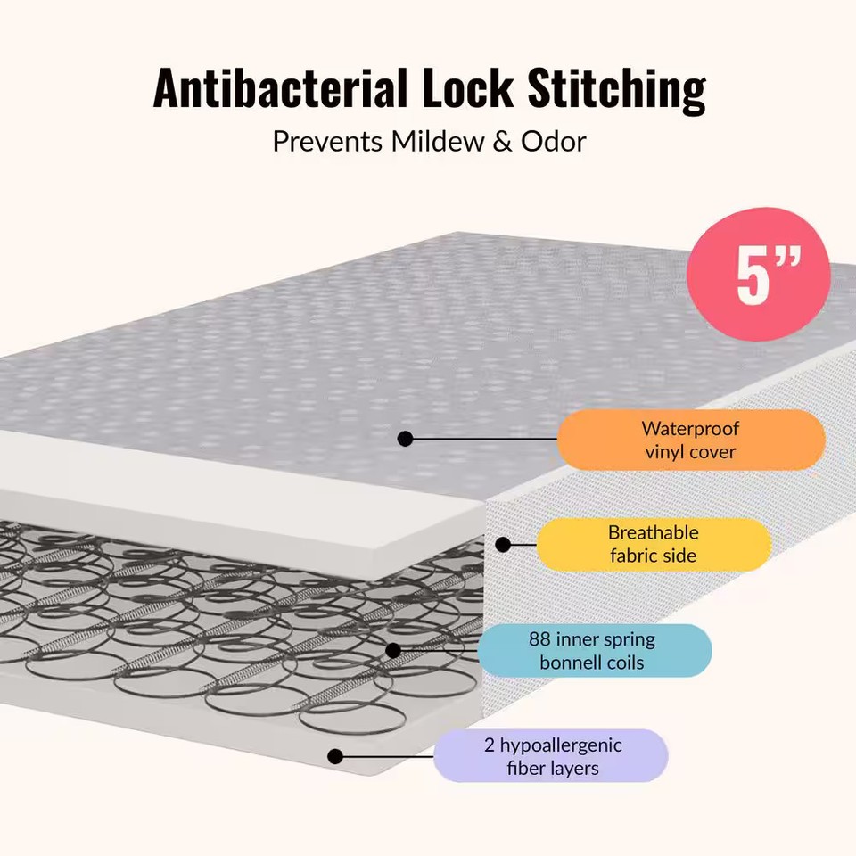 2-in-1 Breathable Slumber 6 112 Coil Spring Crib and Toddler Bed ...