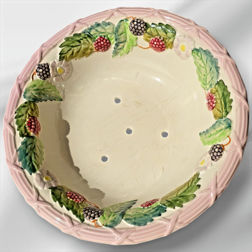 Majolica Hand Painted Neuwirth, Portugal Fruit & Basket Weave Large ...