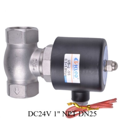 DC24V 1" NPT DN25 Solenoid Valve Stainless Steel High temperature steam ...