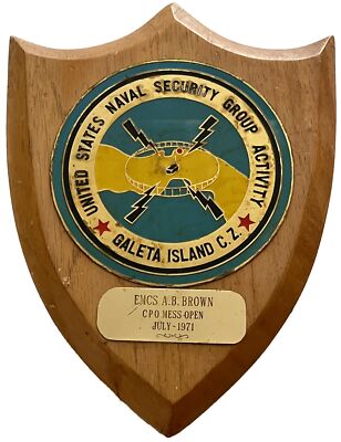 1971 UNITED STATES NAVAL SECURITY GROUP ACTIVITY WALL PLAQUE, GALETA ...