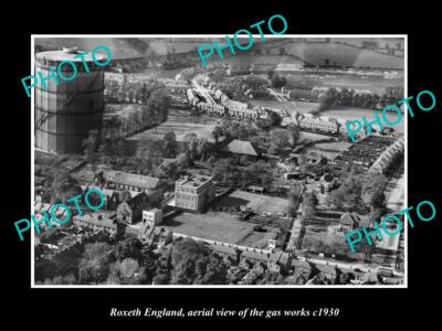 OLD 6 X 4 HISTORIC PHOTO ROXETH ENGLAND AERIAL VIEW OF GAS WORKS c1930 ...