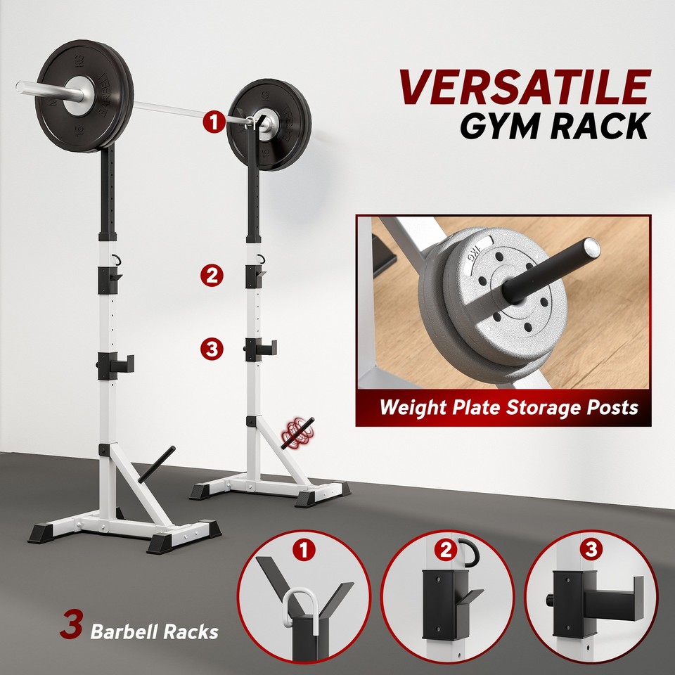 Adjustable Pair of Barbell Squat Racks Portable Stand Weight Lifting ...