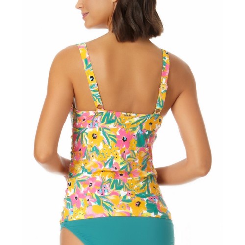 Anne Cole Womens Orange Floral Partial Lined Tankini Swim Top 34B/32C ...