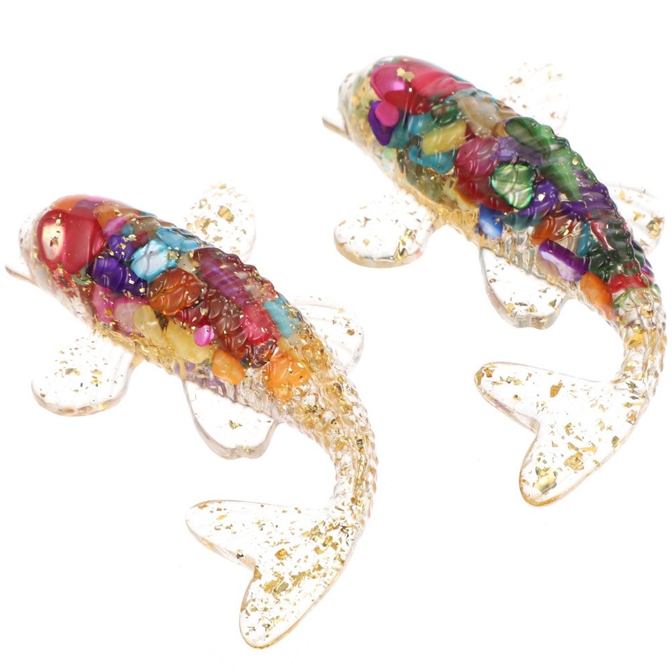 2 Pcs Crystal Koi Ornaments Goldfish Pisces Gifts Travel Tank Figurine ...