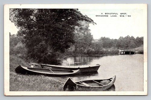 Okauchee Lake Wisconsin Canoe Landing Wood Bridge WI Postcard | eBay