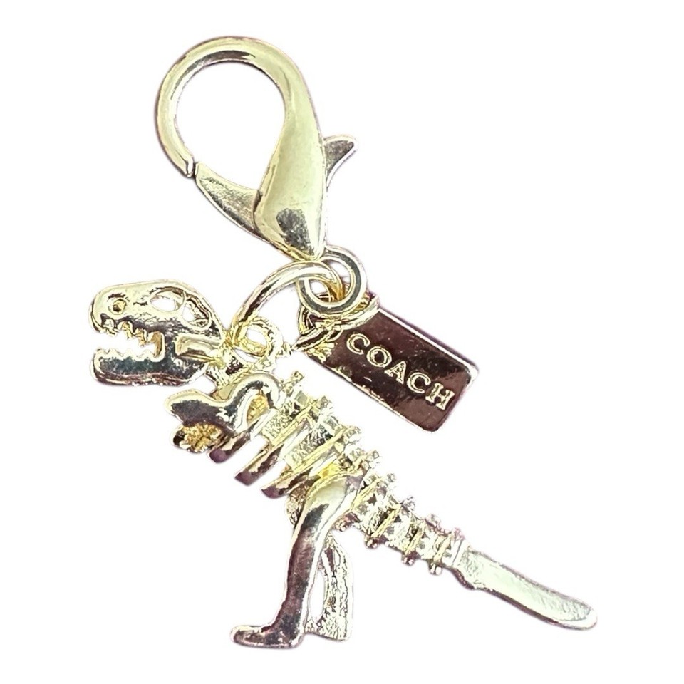 COACH Mini Gold T-Rex Dinosaur Rexy Metal Handbag Charm /Zipper Pull ...