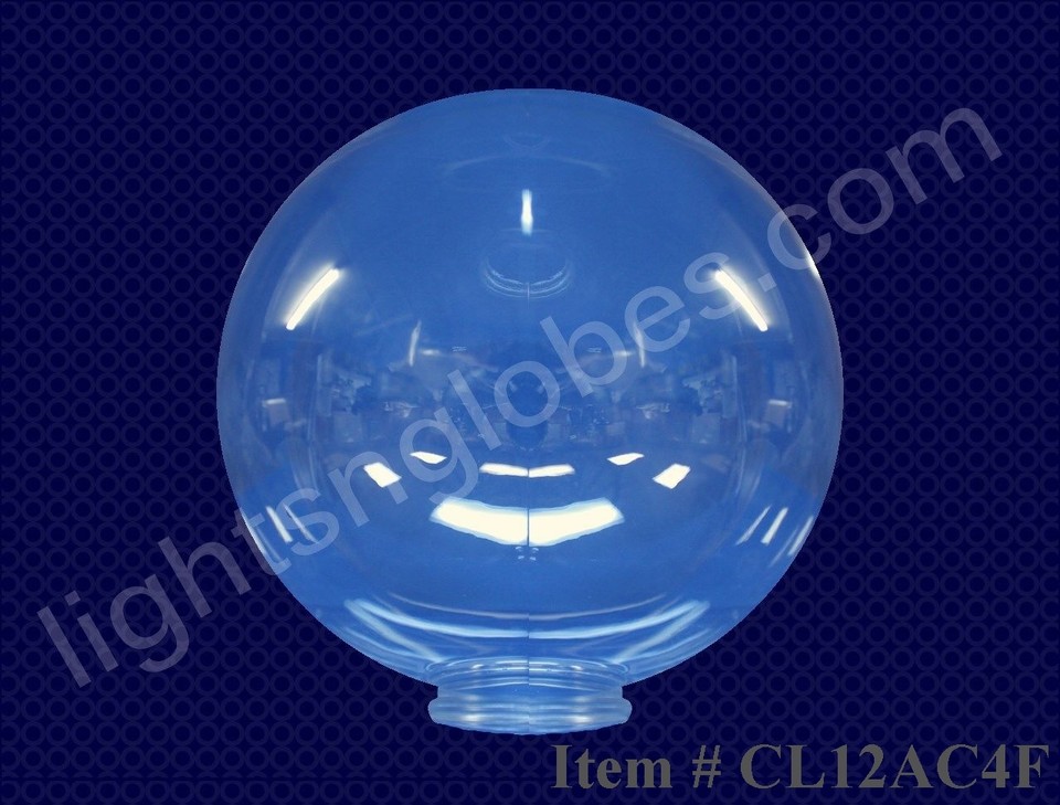 12" Acrylic Clear Plastic Round Globe Lamp Light Fixture Outdoor ...