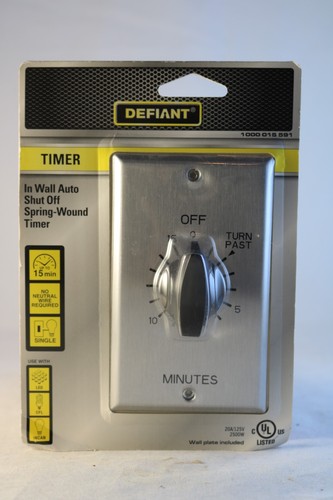 Defiant 20 Amp 60-Minute In-Wall Spring Wound Timer Switch Stainless ...