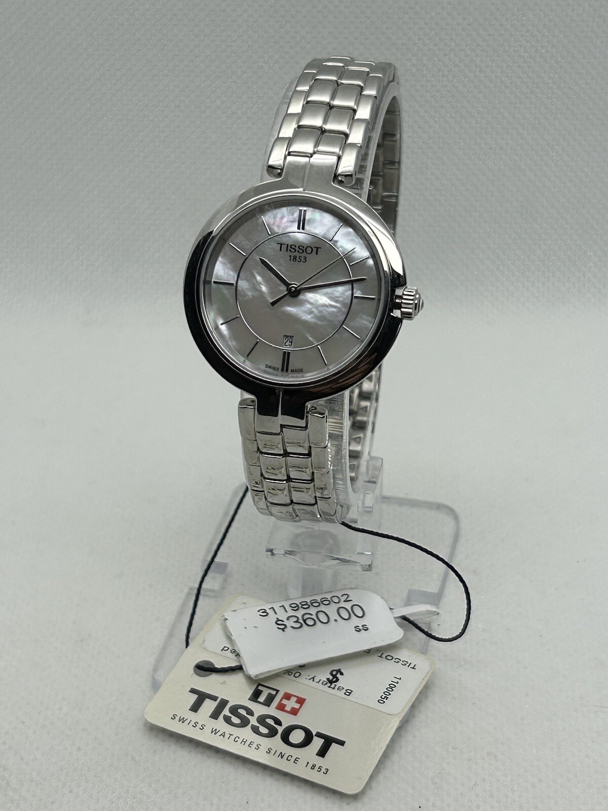 SWISS Tissot Flamingo T094210A SAPPHIRE CRYSTAL M.O.P Women’s Silver ...
