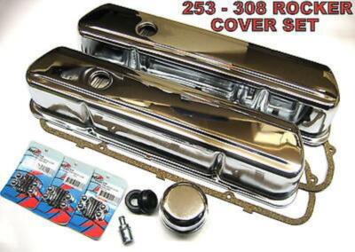 Holden 253-308 V8 tall chrome rocker covers with PCV gaskets, bolts etc ...