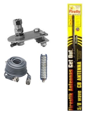 Firestik Hummer Antenna Mount Combo Kit w/ Fiberglass Antenna, 18' RG8X ...