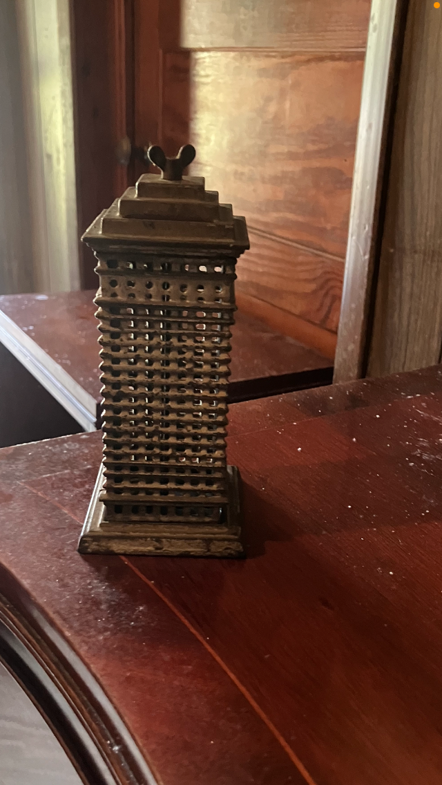 CAST IRON "HIGH RISE" BUILDING STILL BANK MADE BY KENTON TOYS 5 1/2 ...