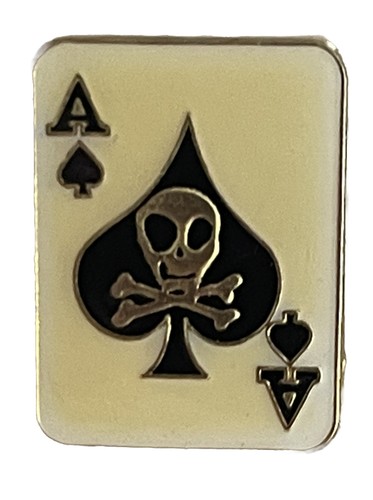 Military Pin back Ace of Spades Playing Card Skull and Cross Bones ...