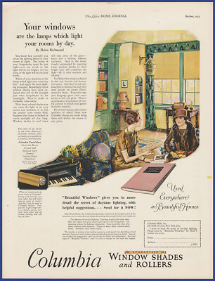 Vintage 1925 COLUMBIA Window Shades and Rollers Art Décor 1920's Print ...