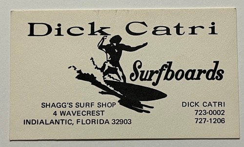 RARE SHAGG'S SURF SHOP "DICK CATRI" SURFBOARDS BUSINESS CARD ...