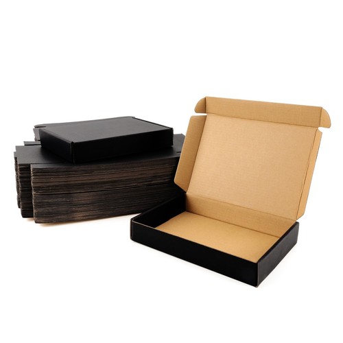 7x5x1" Small Shipping Boxes 50 Pack, Black Corrugated Cardboard Mailer ...