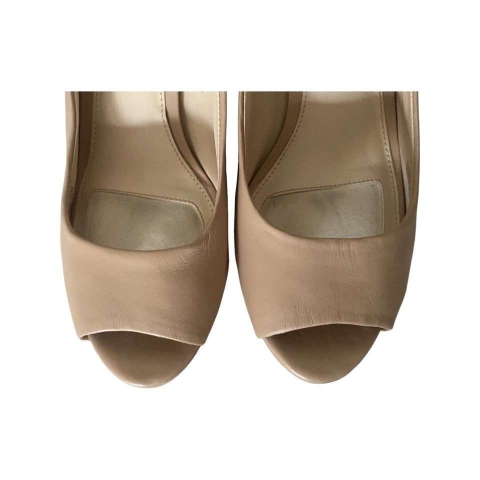 ALEX MARIE Beige Leather Peep Toe Pumps Heels Shoes 9M EUC | eBay