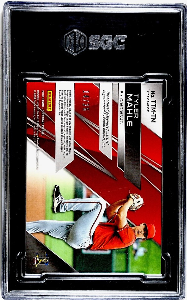 2018 Panini Spectra Tyler Mahle JERSEY TRIPLE NEON GREEN PRIZM /25 SGC ...