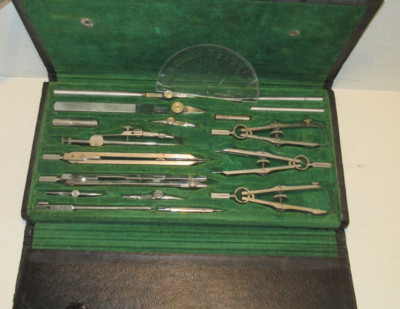 Antique 1920 Richter? Drafting Set Compass Germany Model 1814 18pc ...