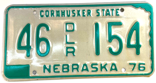 Nebraska 1976 Dealer License Plate Tag Man Cave Vintage Merrick Co 154 ...