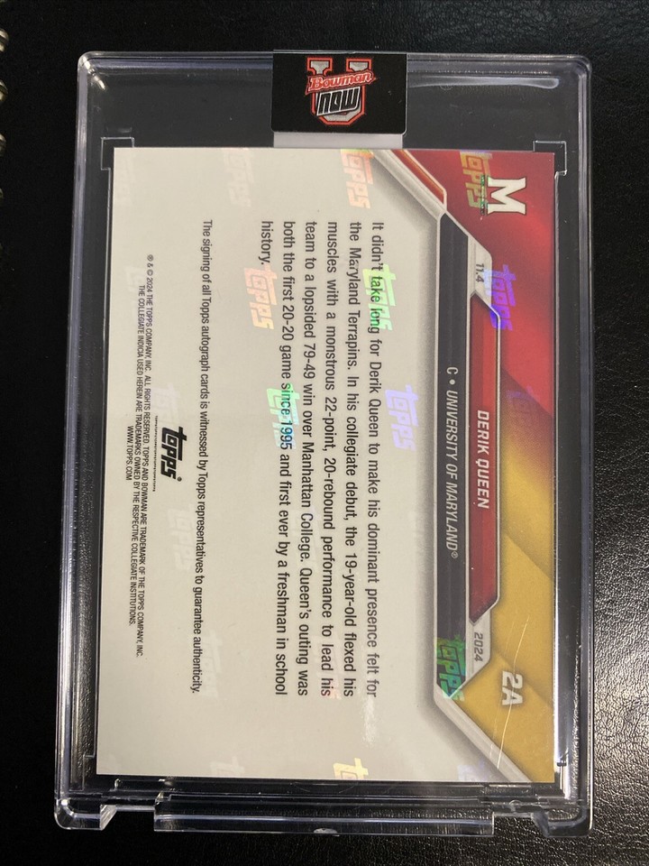 Derik Queen 2023-24 Bowman U NOW Topps IN HAND On Card Autograph # /99 ...