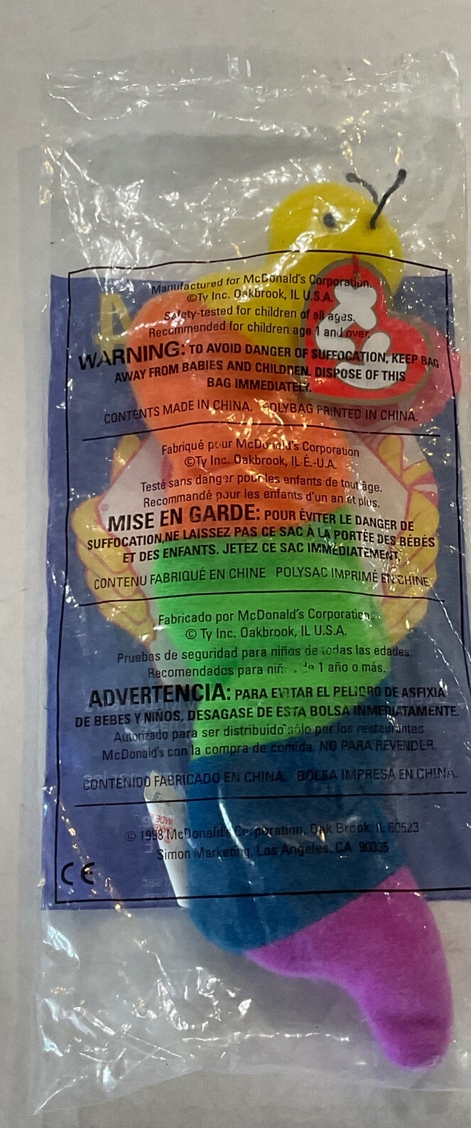 1998 McDonalds TY Beenie babby Inch Happy Meal Toy - figurine #4 NIP ...
