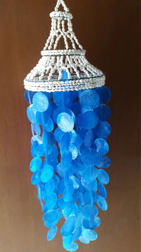 Blue Capiz Shells Wind Chime Garden Decor - Large | eBay