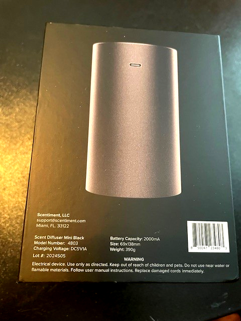 Sentiment Black Mini Scent Diffuser - Eco, Rechargeable, & Portable ...