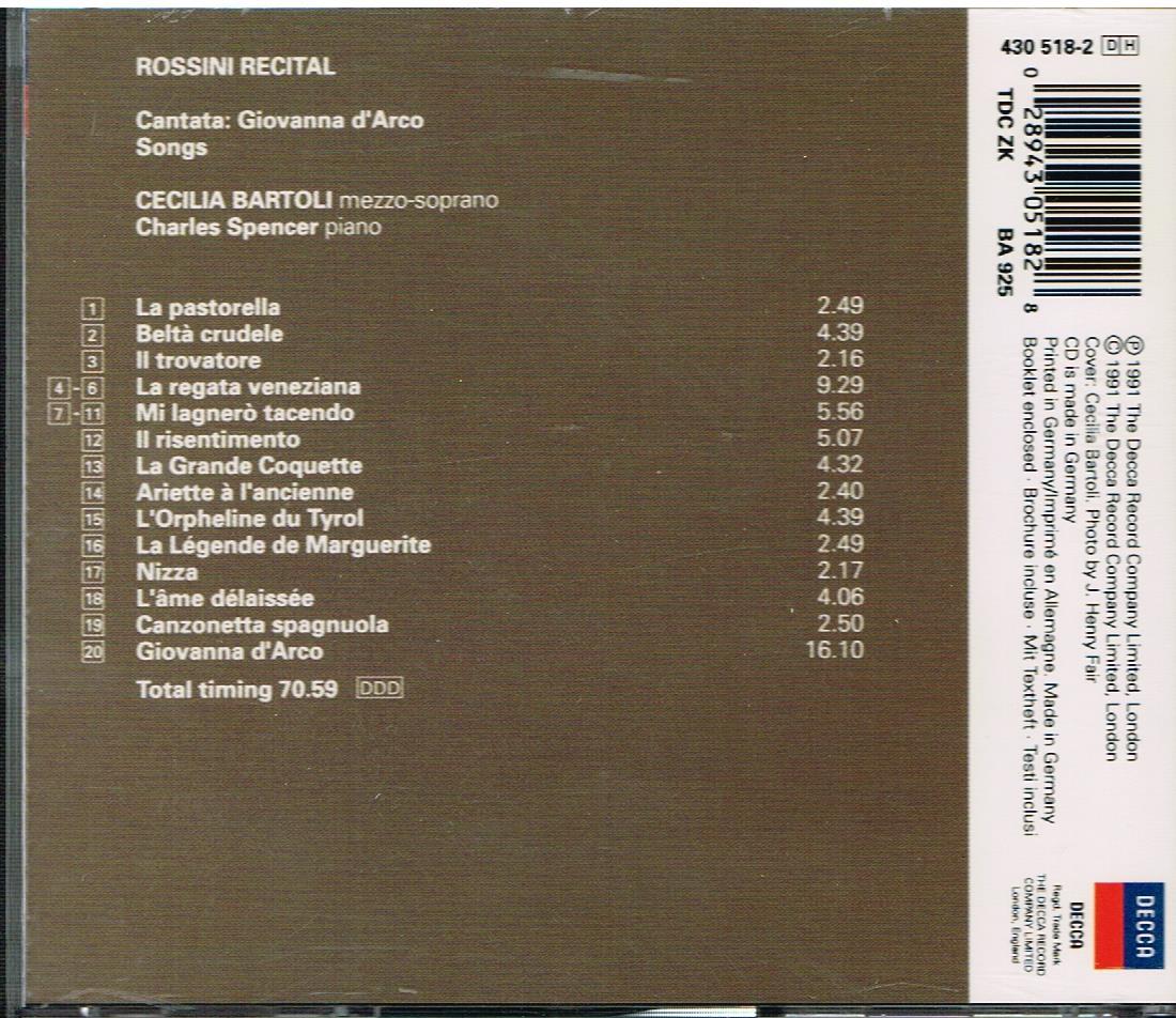 Cecilia Bartoli: Rossini Recital 19 Canzoni / Charles Spencer ...