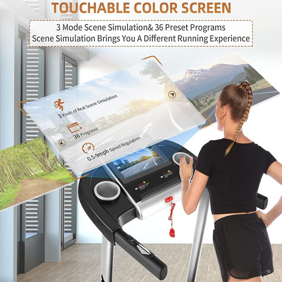 Treadmill 3.25 HP Electric Cardio Running Machine Incline Foldable for ...