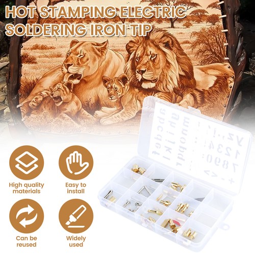 55Pcs Wood Burning Tips Kit with Alphabet Number Stencil Brass ...
