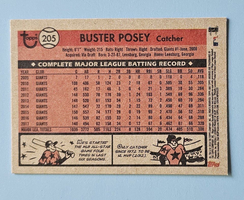 MINT 2018 Topps Archives #205 Buster Posey card San Francisco Giants | eBay