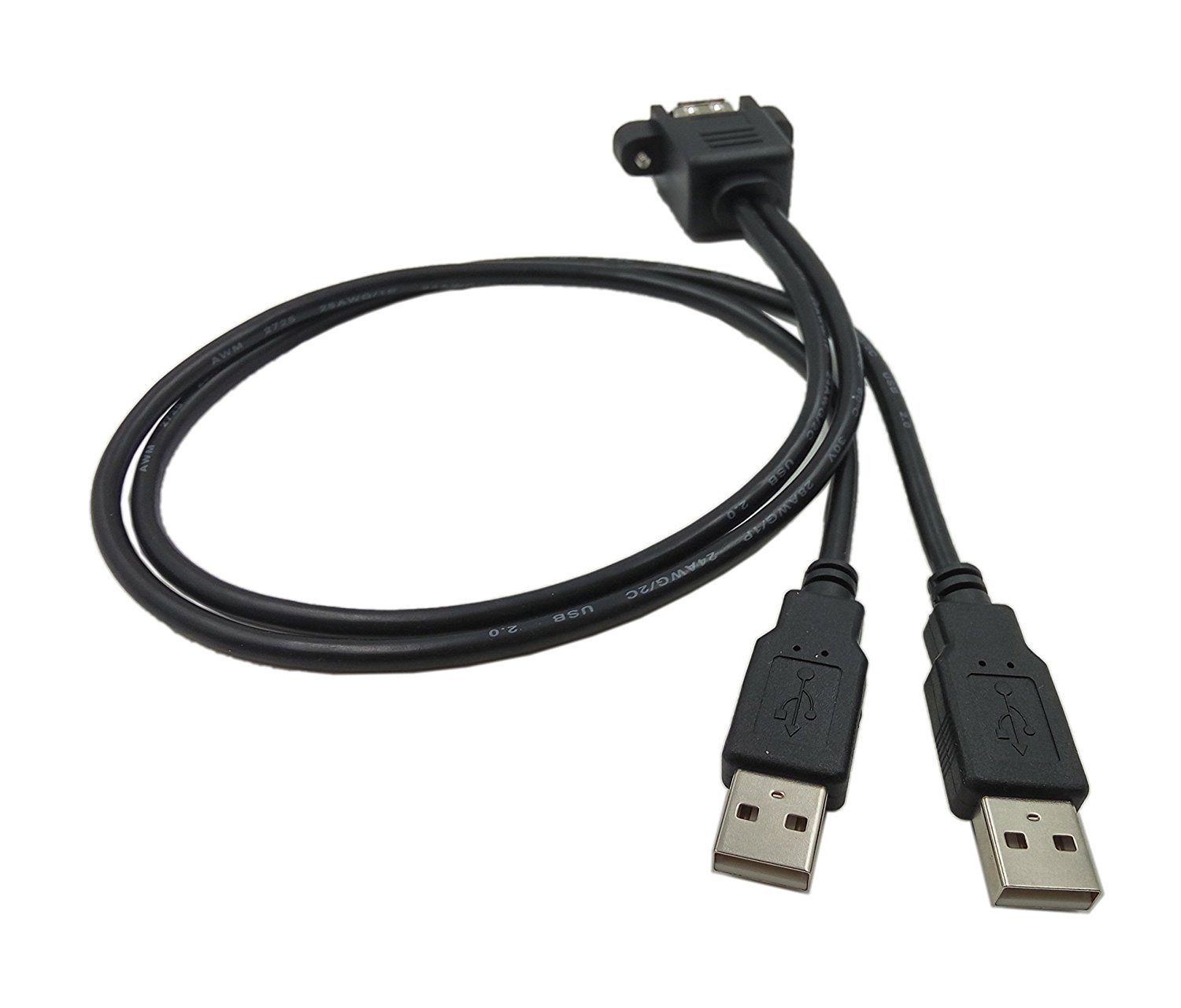 Dual Ports USB 2.0 A Male to USB Female Extension Screw Lock Panel ...