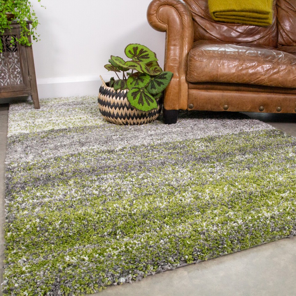 Modern Sage Green Rugs Small Large Emerald Shaggy Rugs Geometric Living ...