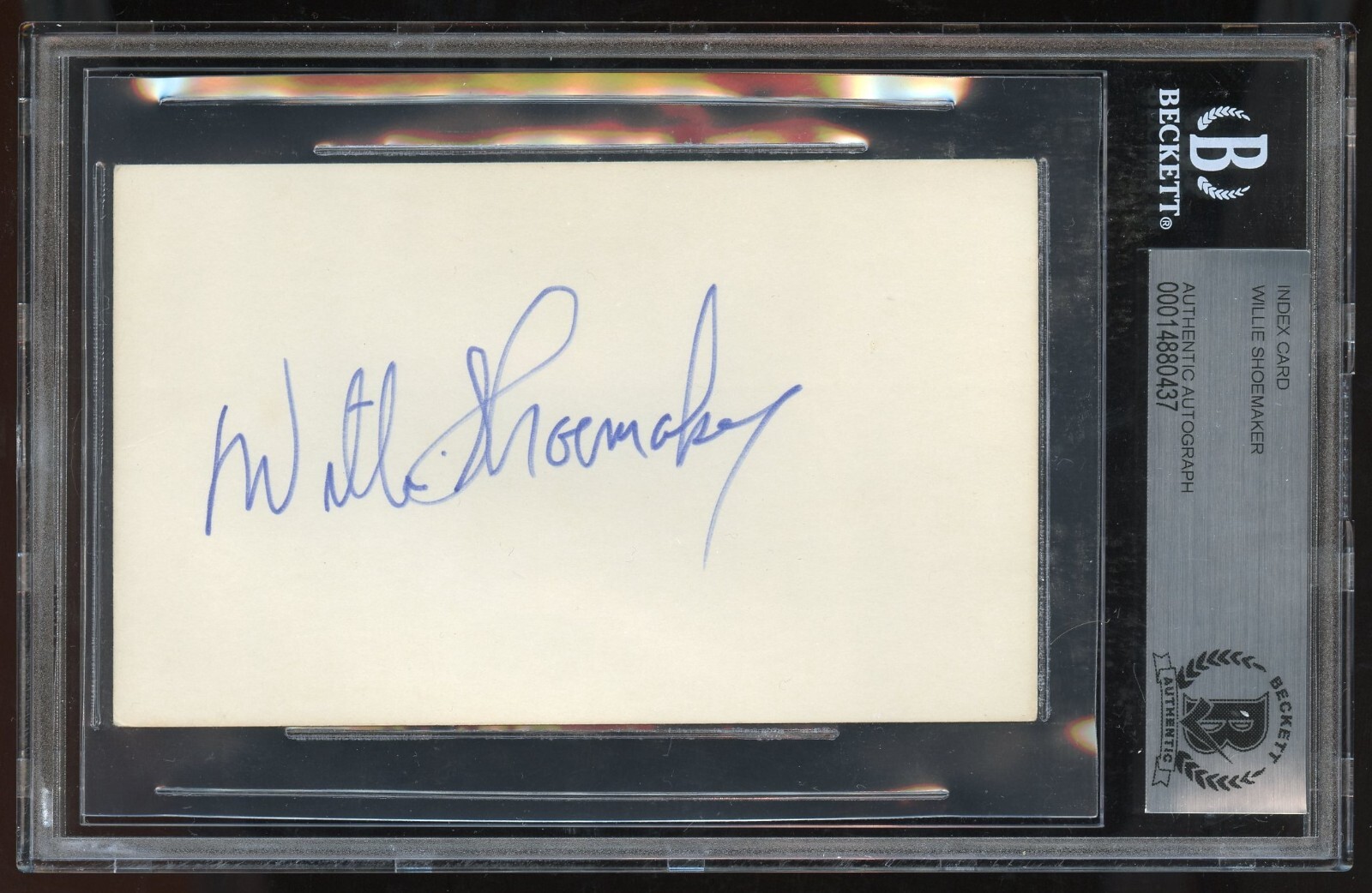 Willie Shoemaker signed 2x5 cut autograph auto American Jockey BAS ...