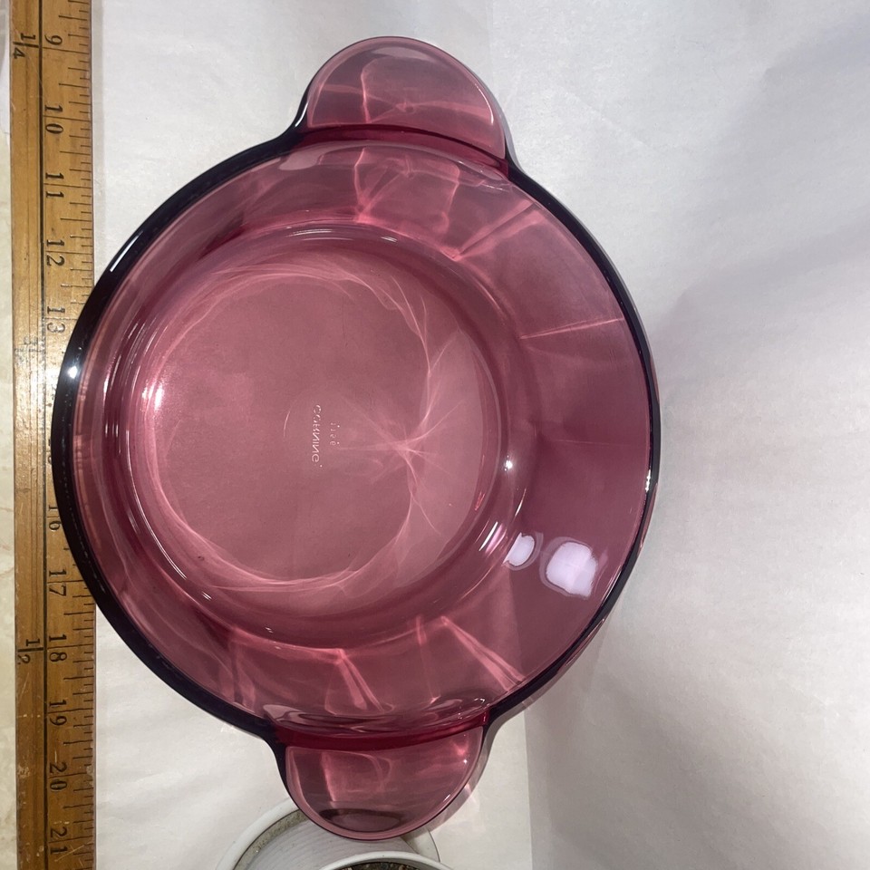 Visions Corning ware Cranberry 1156 Purple Glass Two Handled Pot With ...