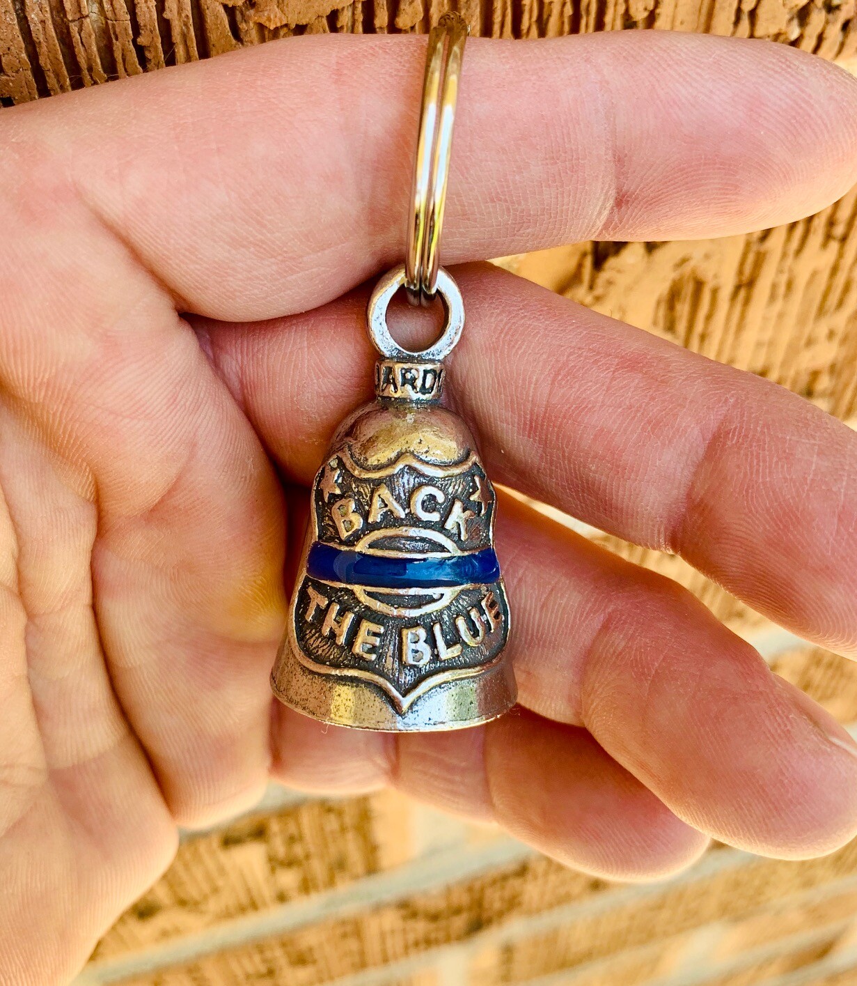 Back The Blue GUARDIAN Bell of Good Luck gift fortune pet keychain gift ...