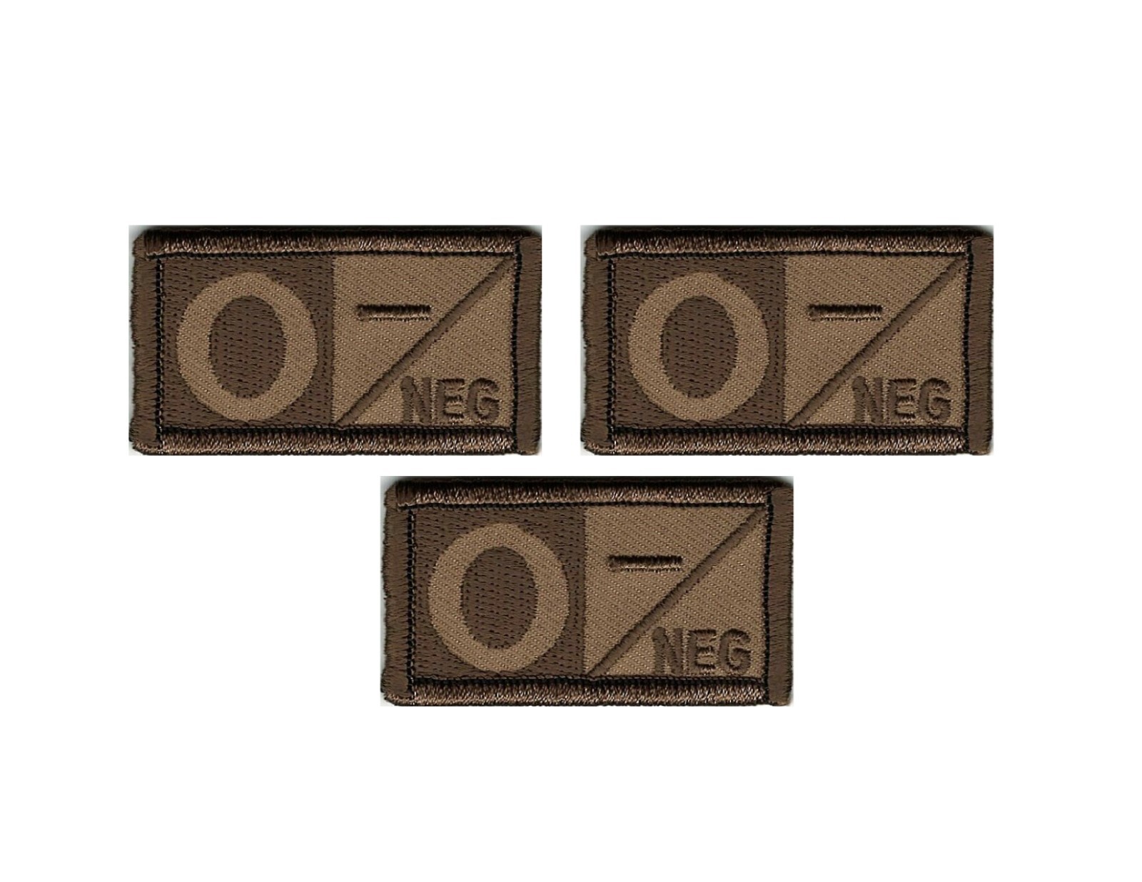 3 Brown Tan Blood Type O- Negative Patch Fits For VELCRO® BRAND Loop ...