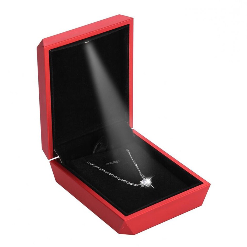 10PC LED light Jewelry Box Necklace Pendant Ring Stroage Holder for ...