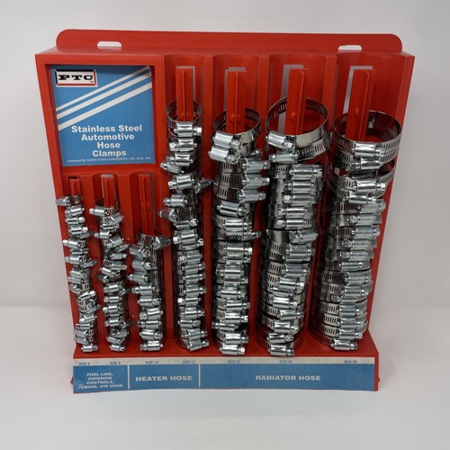 Vintage NOS PTC Stainless Steel Automotive Hose Clamp Display Rack w ...