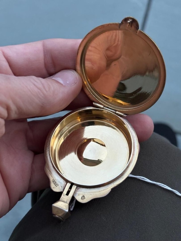 + Vintage Sterling Silver Church Pyx with Inlaid Enamel + (CU502 ...