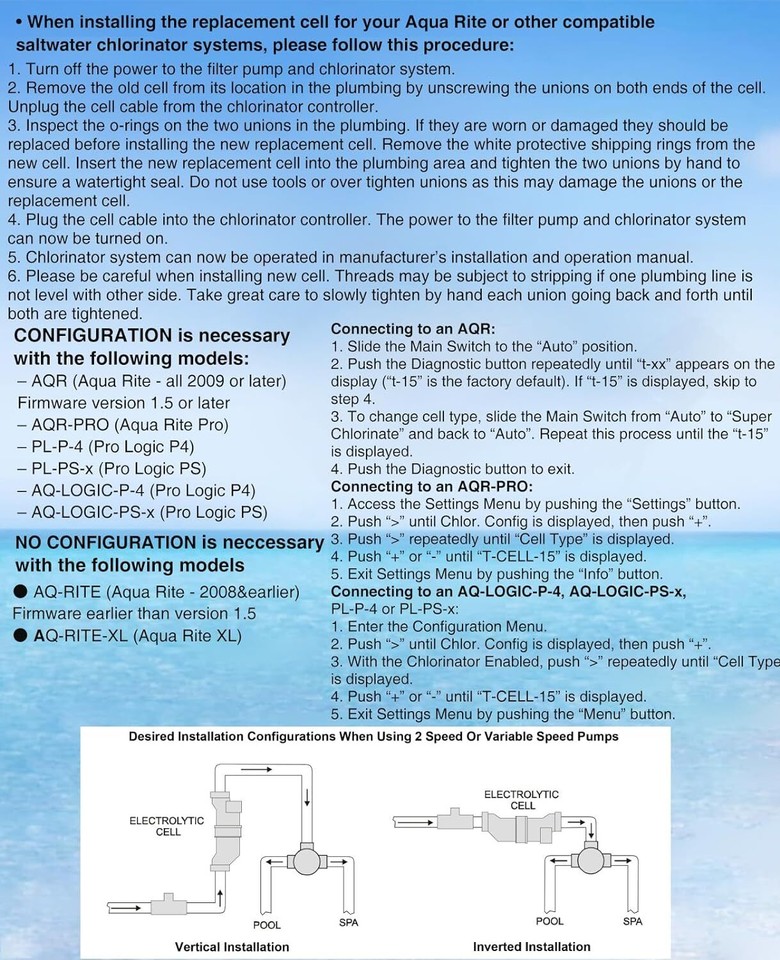 for Hayward TurboCell 40,000 Gallons T-CELL-15-SWP Salt ChIorination ...