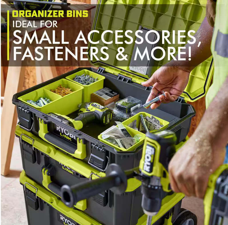 RYOBI LINK Medium Tool Box 80 lb. Load Capacity Impact Resistant ...